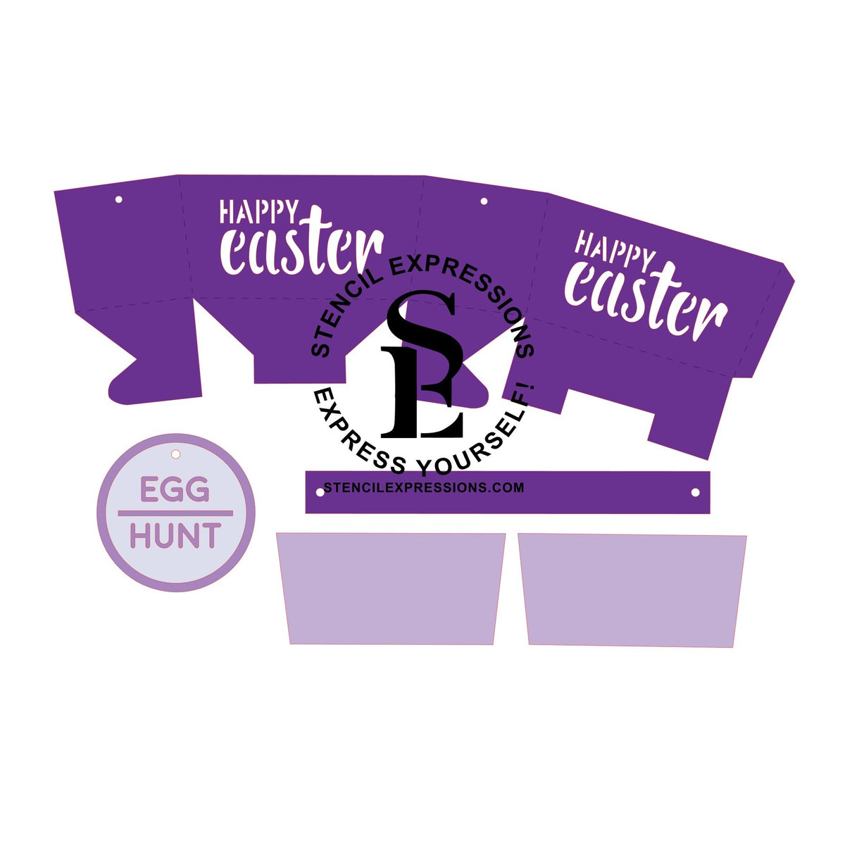 Happy Easter Basket Box and Egg Hunt Tag Cut Pattern Digital Download – Suzie and Co.