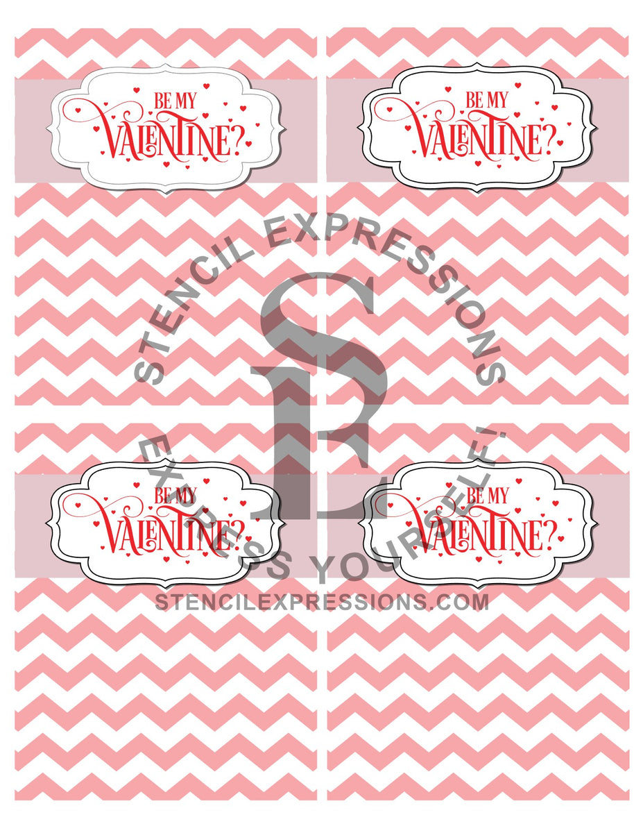 Happy Valentine's Day Chevron Cookie Packaging Card Digital Design Pri ...